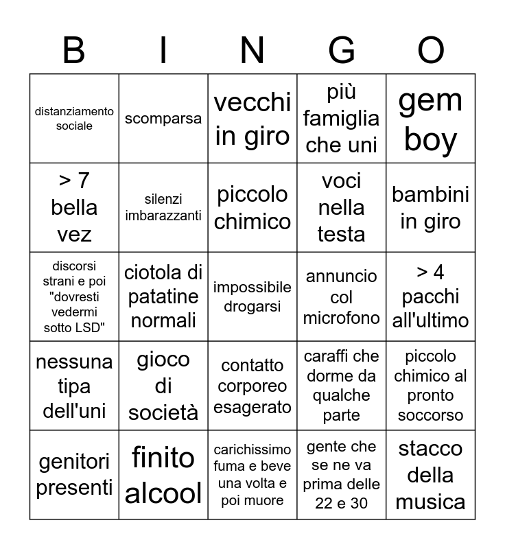 Festa Caraffi Bingo Card