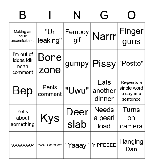 Danny's gambit Bingo Card