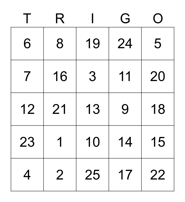 CHRISTMAS TRIGO Bingo Card