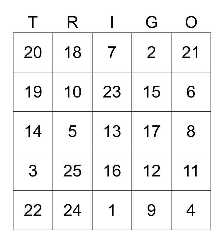 CHRISTMAS TRIGO Bingo Card