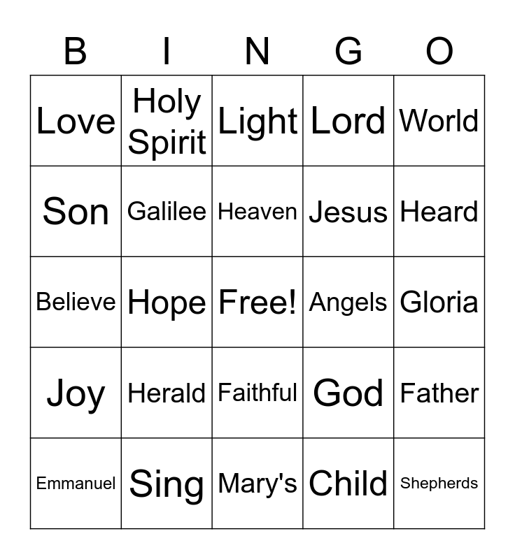 Worship Bingo for December 18, 2022 (Listen for words in worship and ...