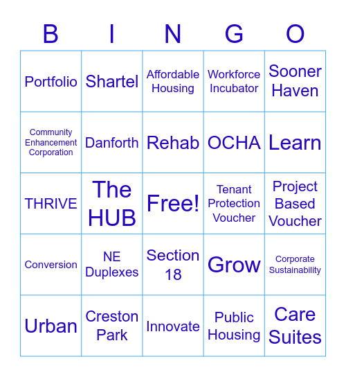 OCHA & CEC Development Bingo Card