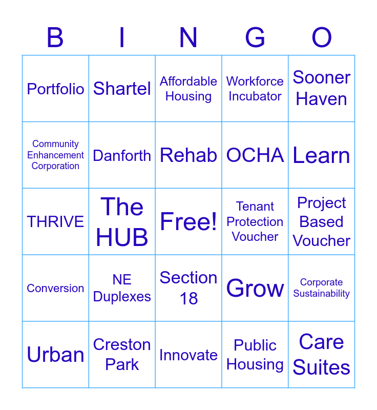 OCHA & CEC Development Bingo Card