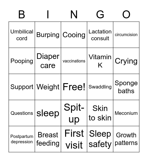 Adolescent Obstetrics Bingo Card