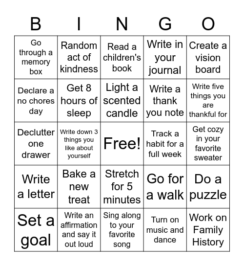 Joy in January Bingo Card