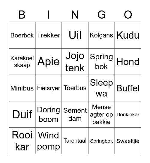 Oppad Noordkaap Bingo Card