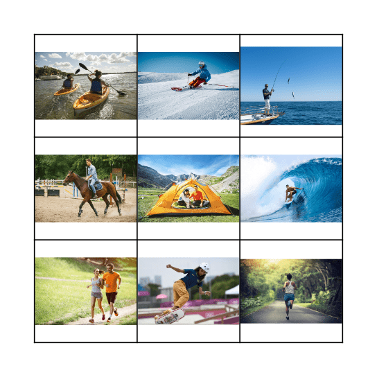 Outdoor Activities Bingo Card