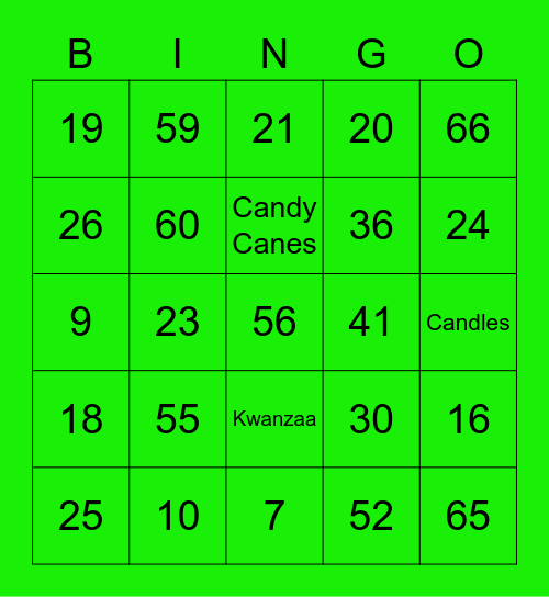 HSML HOLIDAY LUNCHTIME BINGO Card