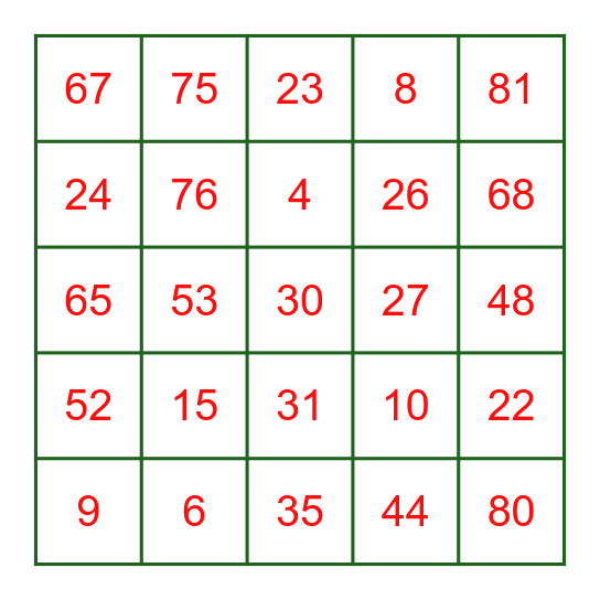 Jingle Bells Bingo Card