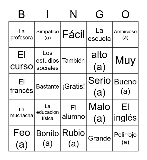 ch 1 Bingo Card