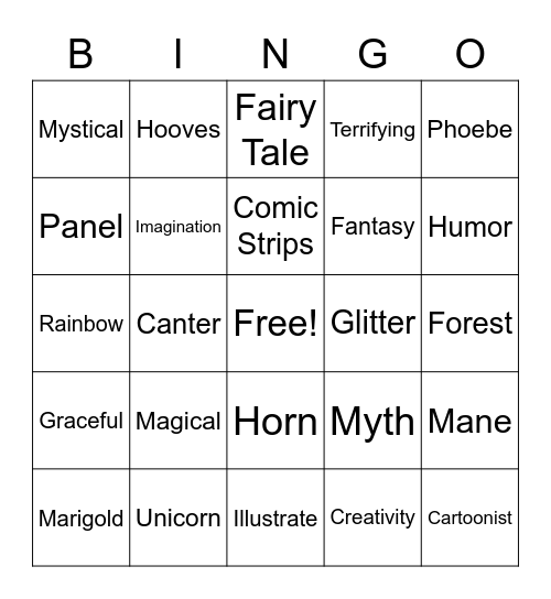 Phoebe and Her Unicorn Bingo Card