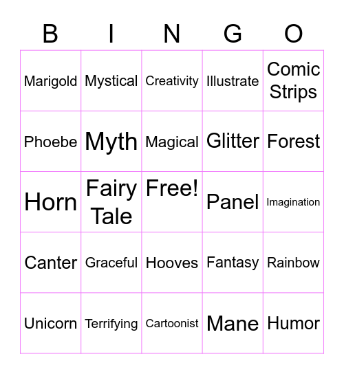 Phoebe and Her Unicorn Bingo Card