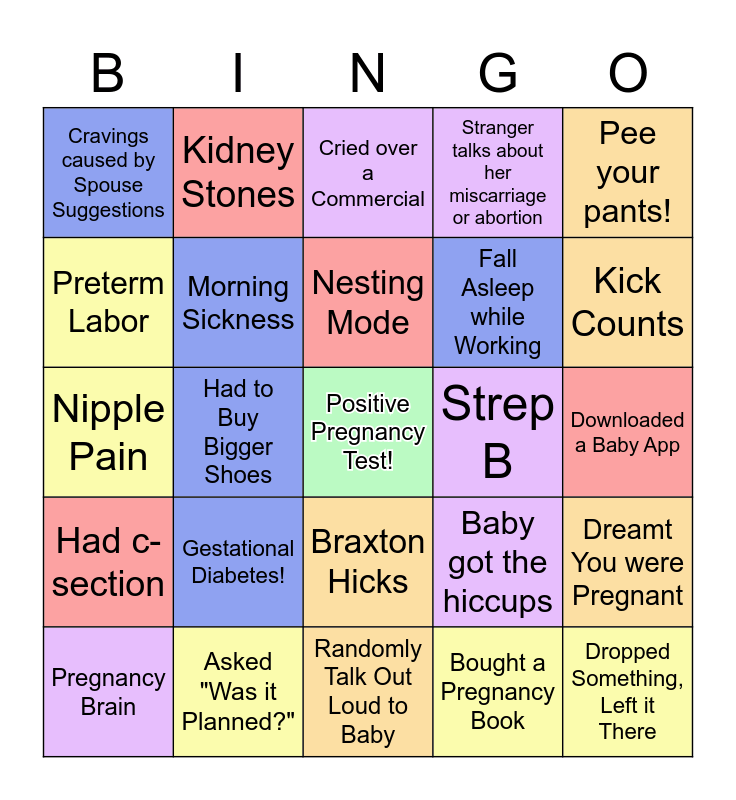 Pregnancy Bingo Card