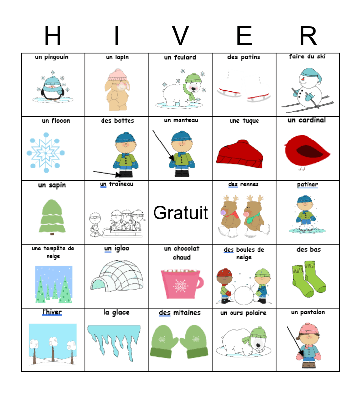 L'hiver Bingo Card