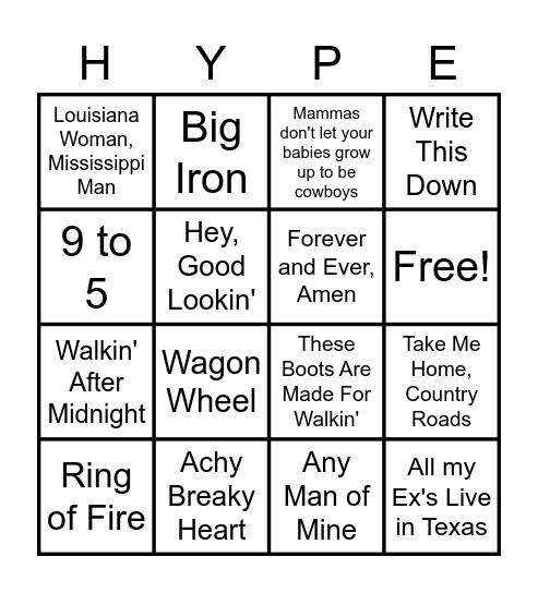 SINGO Bingo Card