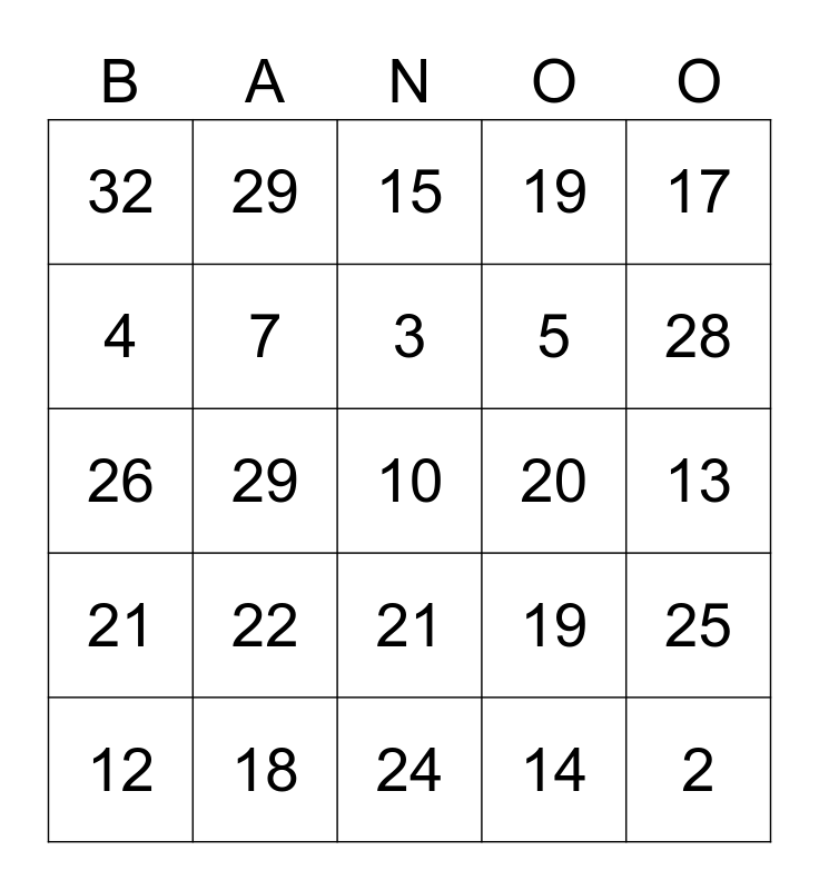 BANOO Bingo Card