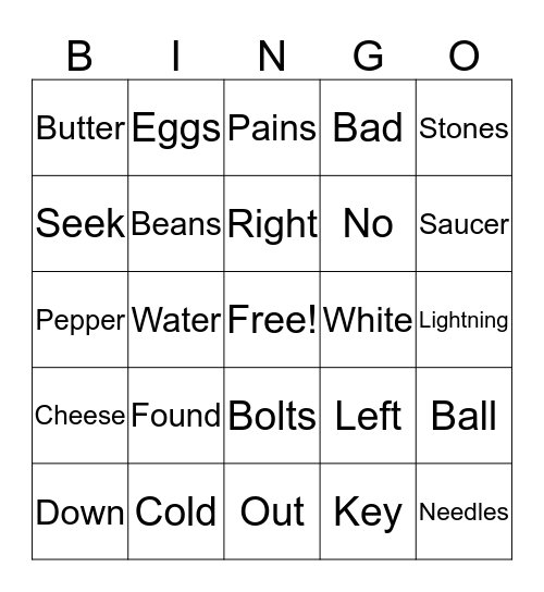 Word Pairs Bingo Card