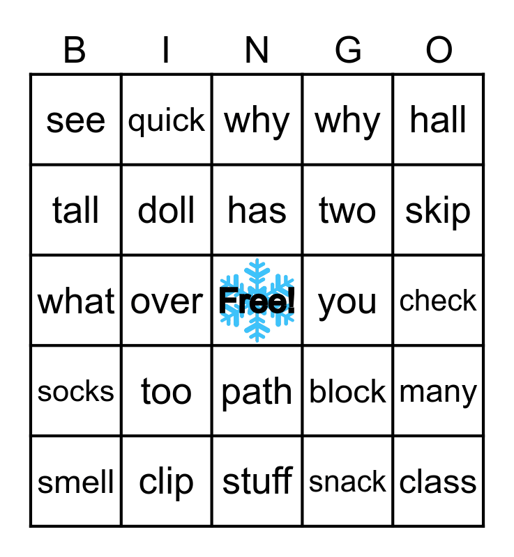 Winter Review Units 8-13 Bingo Card