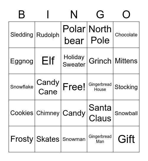 Holiday Bingo Card