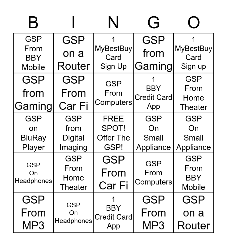 Front Lanes Bingo Card