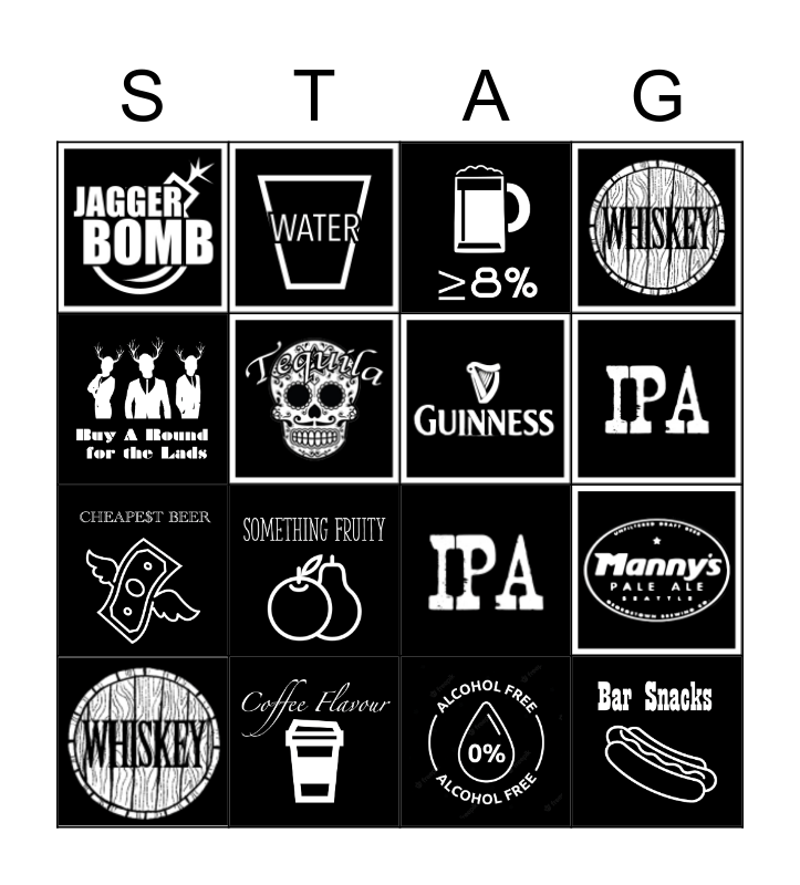 Scott's Stag Bingo Card