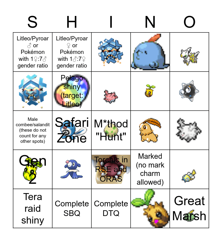 Snas shiny hunting bingo Card