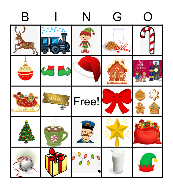 Polar Express Bingo Card