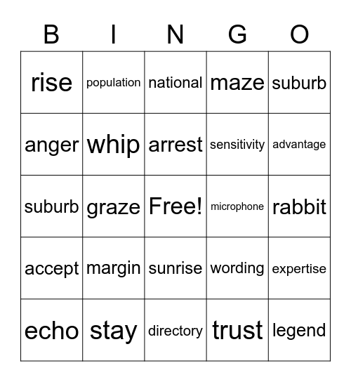 Table Talk Bingo Card