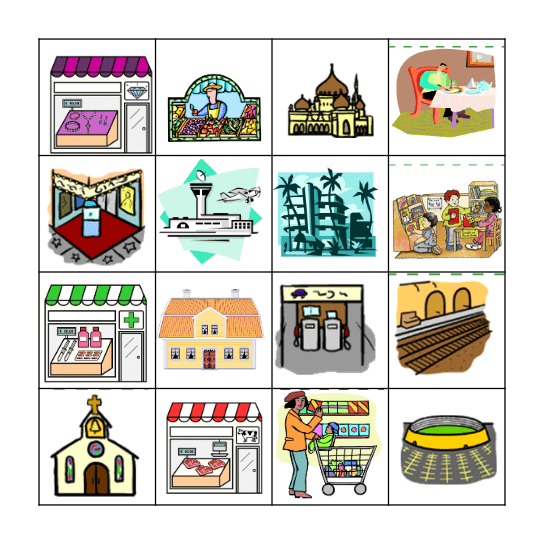 Lugares de la ciudad Bingo Card