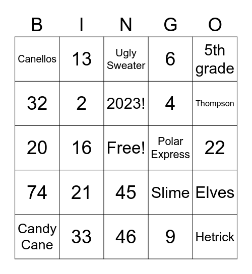 WINTER BREAK BINGO Card