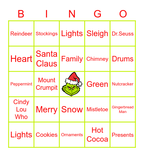 GRINCH BINGO! Bingo Card