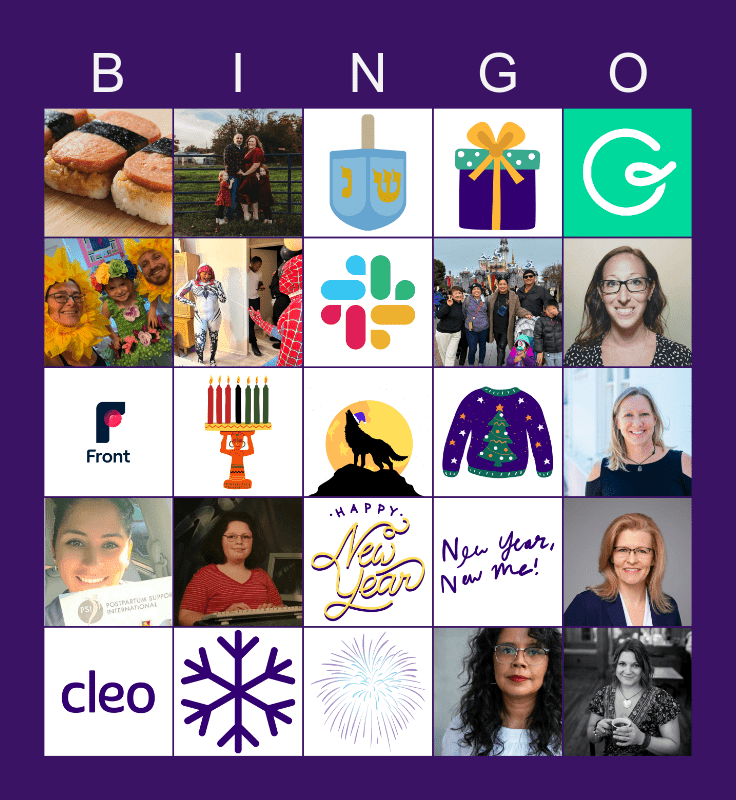 Mac's Pack Holiday Bingo Card