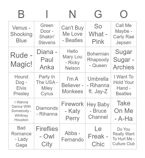 Boxing Day Bingo Beats Bingo Card