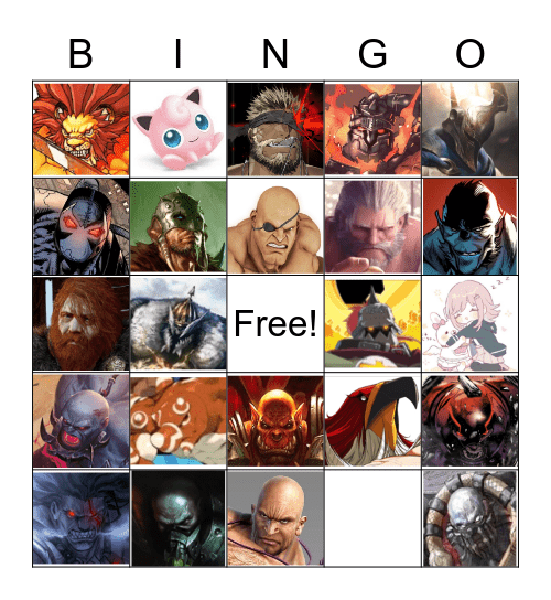 Favorite Character Bingo Card