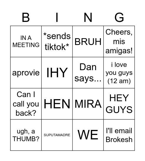 Edgarisms Bingo Card
