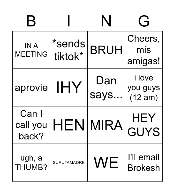 Edgarisms Bingo Card