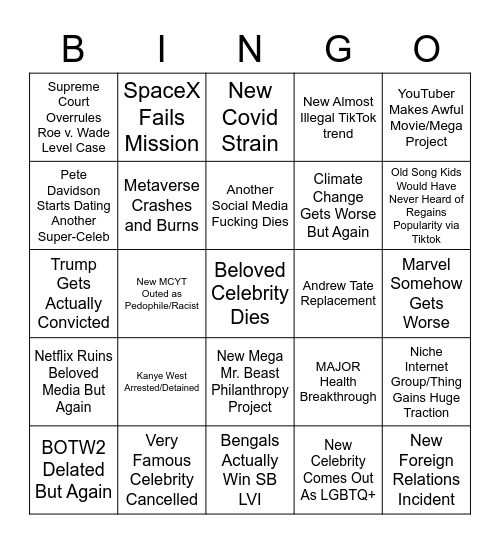 2023 Bingo Card