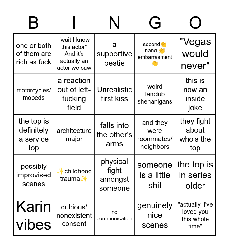 BL series bingo Card