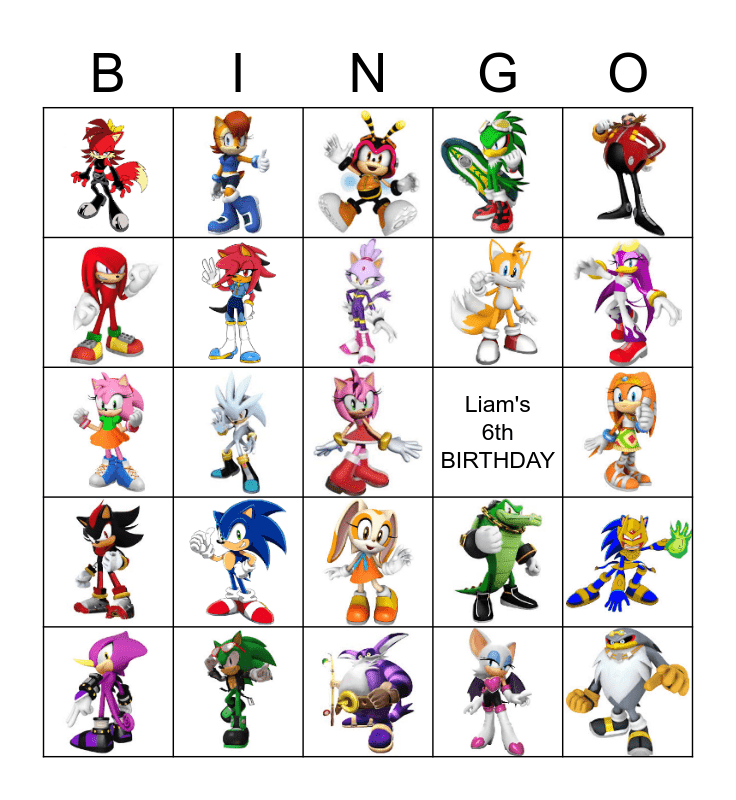 Sonic Bingo Card
