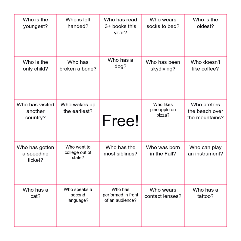 Who's Who BINGO! Bingo Card