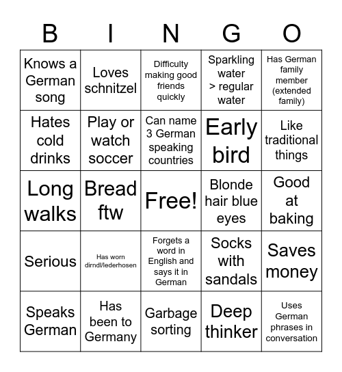 American Germans Bingo Card
