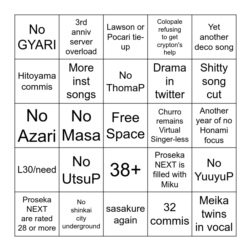 2023 JPSekai Bingo Card