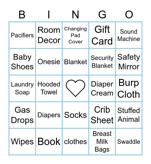 Baby Bingo Card