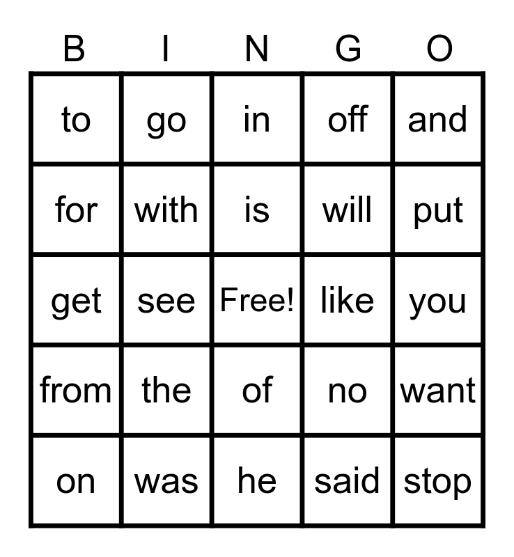 Red Word Bingo Card