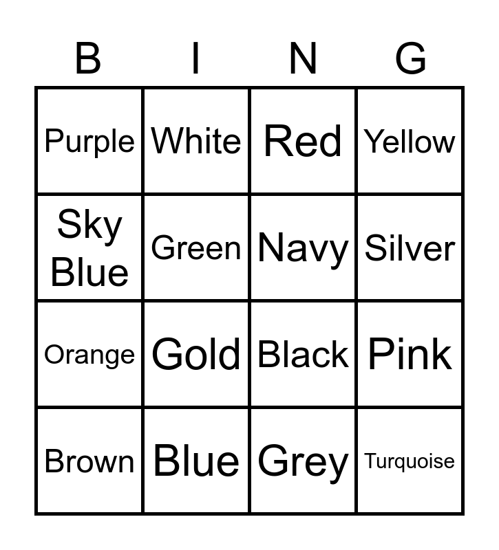 Color Bingo Card