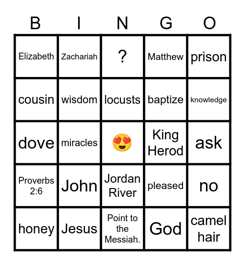 John the Baptist Bingo Card