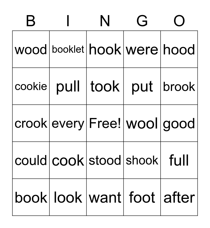 1st grade Bingo Card
