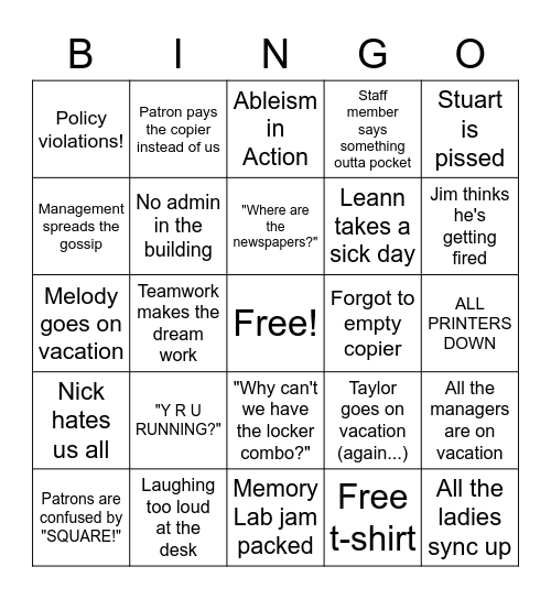 DPL Bingo Card
