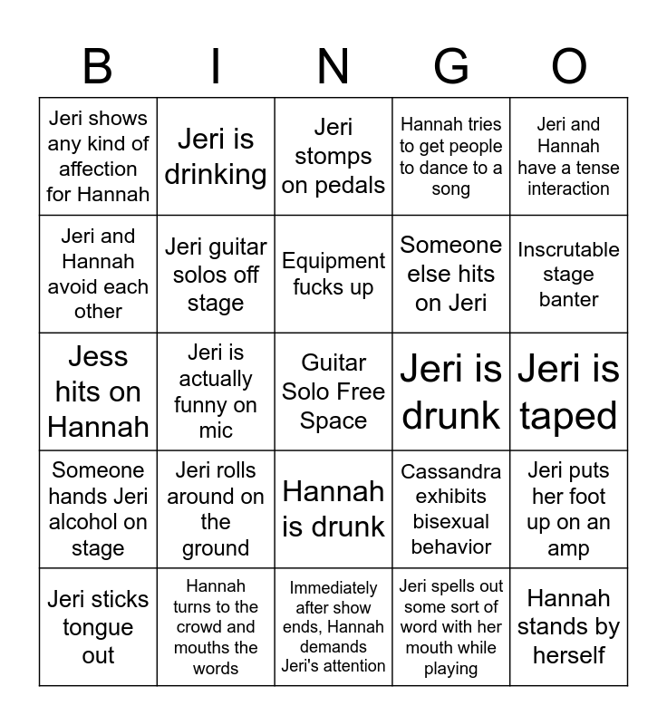 Big Pop Bingo Card