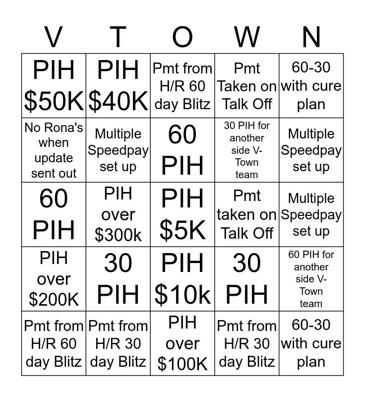 Side Vincent Bingo Game Bingo Card